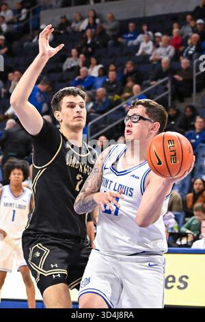 NOVEMBER 21, 2025: Saint Louis Billikens guard Dion Brown (13) puts up a jump shot over the ...