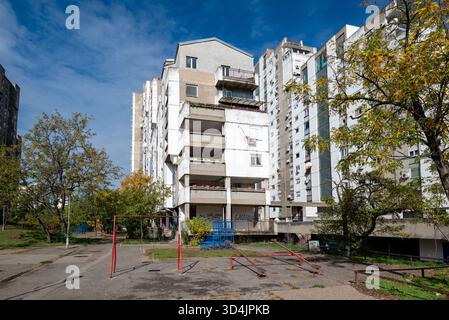 Yugoslav era brutalist residential buildings in Blok 62 of New Belgrade ...