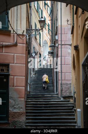 Streets of the fishing village in Camogli in Genova-Italy Stock Photo ...