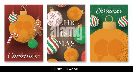 Ping pong Christmas and New Year cards. Retro 70s xmas design for xmas ...