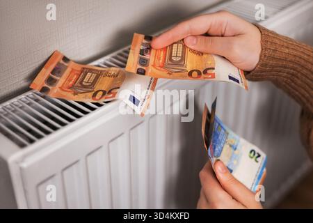 Female hands counting money near laptop at the desk Stock Photo - Alamy