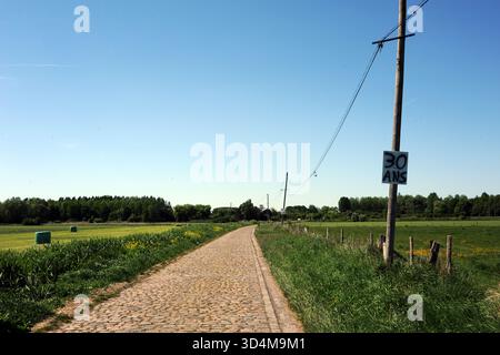 The cobbled path of Pont Gibus in Wallers, near the Trouee d Arenberg ...