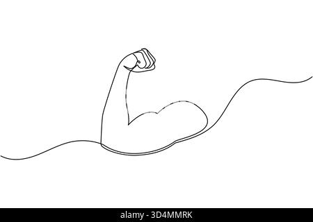 Strong arm continuous one line drawing showing muscle and power concept ...
