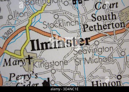 Ilminster, United Kingdom atlas map town name Stock Photo - Alamy