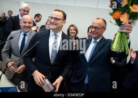 Jens Spahn and Friedrich Merz at the CDU/CSU parliamentary group ...