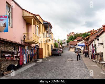 Sighnaghi, Georgia - June 4, 2025: street with ancient city walls in ...