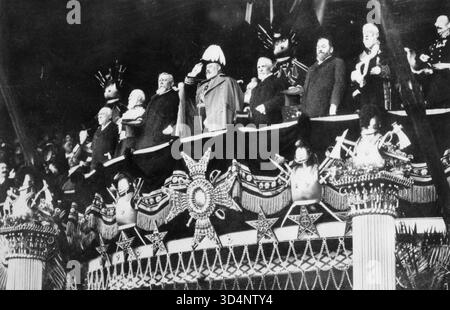 King Edward VII at reviews French regimental flags at Vincennes, France ...