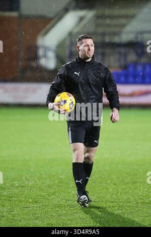 Birkenhead, UK, 11th November, 2025. Referee Declan Brown performs a ...