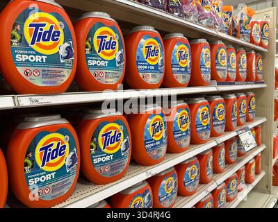 Northville, Michigan, USA - Nov 9, 2025 : Row of bottles of Procter and ...