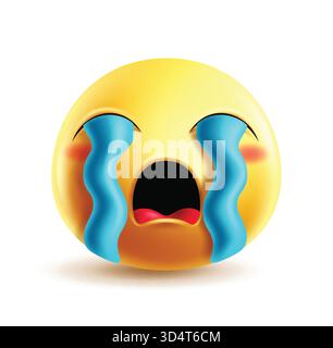 Sob emoji vector character. Crying clip art emoticon with tear eyes ...