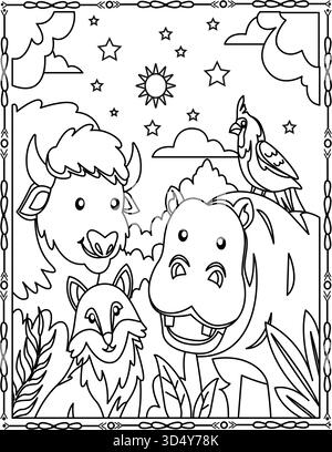 Zoo animal for children coloring book. Funny leopard in a cartoon style ...