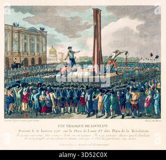 Etching print of the execution of King Louis XVI, also known as Louis ...