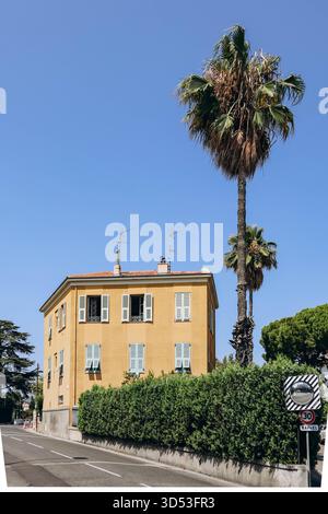 Nice, France - July 22, 2023: Outdoor thermometer in Nice showing high ...