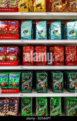 Christmas chocolates on display at a Target store including Ghirardelli ...
