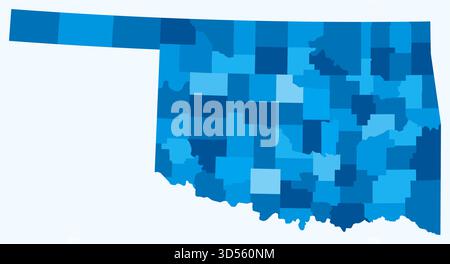 Map of Oklahoma with counties. Just a simple state border map with ...
