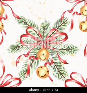 Watercolor Seamless Pattern With Bows. Festive Design For Greetings ...