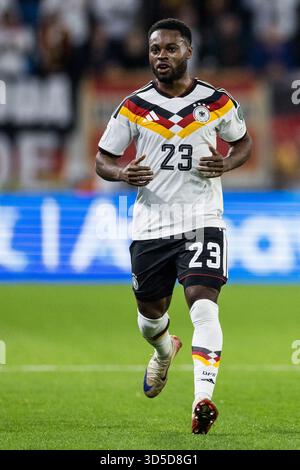 November 23 2025: Ridle Baku of RB Leipzig controls the ball during a 1 ...