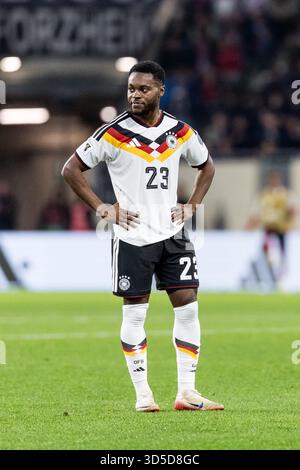 November 23 2025: Ridle Baku of RB Leipzig controls the ball during a 1 ...