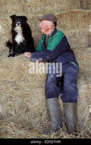 We breed the best dogs for farming here. Portrait of a cheerful young ...