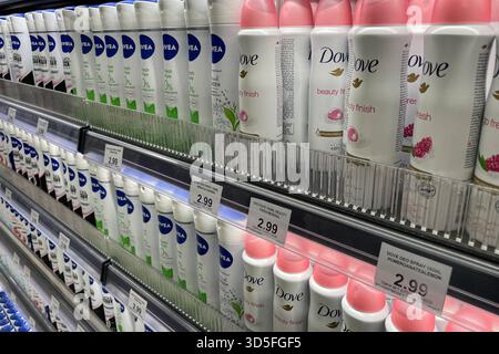 Bar, Montenegro, 30 October 2025, Various sweets snacks on the shelf of ...