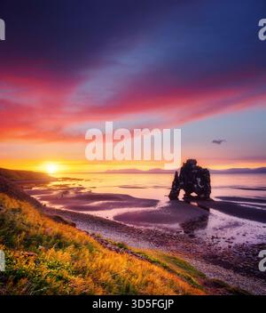 Hvitserkur at dusk, Iceland Stock Photo - Alamy