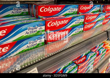 Bar, Montenegro, 30 October 2025, Various sweets snacks on the shelf of ...