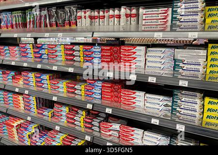 Bar, Montenegro, 30 October 2025, Various sweets snacks on the shelf of ...