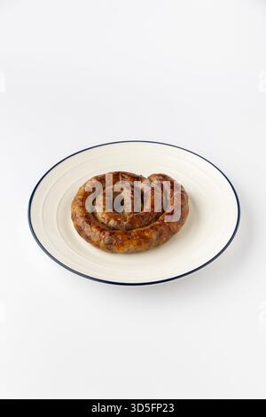 Appetizing overhead shot of juicy grilled beef steak slices served with ...