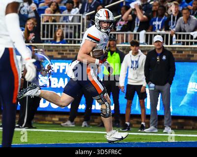 Virginia tight end Sage Ennis (0) lines up on offense against Duke ...