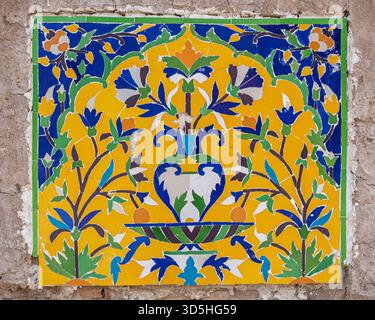 Colorful kashi-kari or faience tile mosaic floral design panels and ...