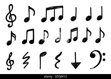 Set of music element symbols, Clefs, Notes, Rests etc. Symbols for ...