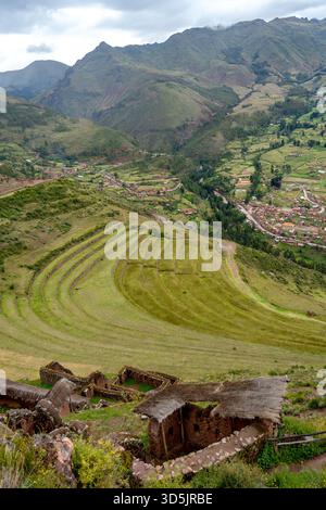 The archaeological site of Pisac features impressive stone terraces and ...