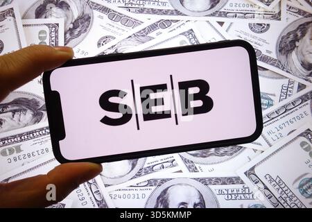 In this photo illustration, Skandinaviska Enskilda Banken AB (SEB Group ...