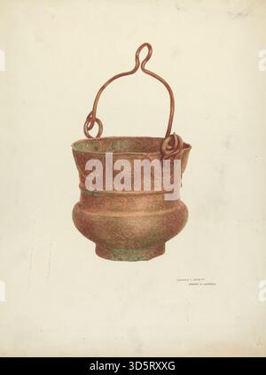 A holy-water bucket made by Edward Jewett and Harry Mann Waddell ...