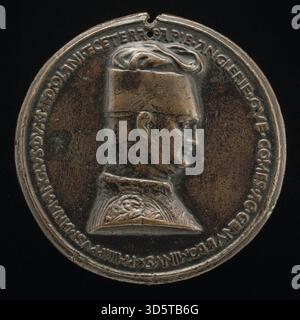 This c. 1441 obverse medal by Pisanello depicts Filippo Maria Visconti ...