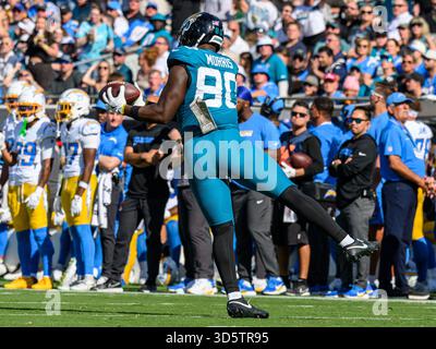 Jacksonville Jaguars tight end Quintin Morris (80) runs during an NFL ...