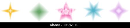 Yellow blur stars shapes. Blinks with gradient gold set. Y2k aesthetic ...