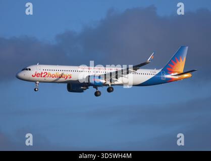 An Airbus A321 of Jet2 in a Jet2 Holidays livery waiting to depart ...