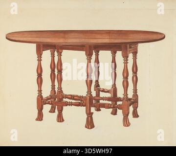 A gate-leg table with folding legs, antique furniture, designed for ...