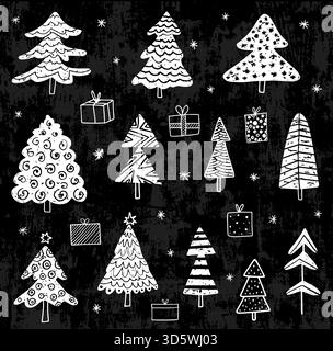 Chalk Drawing Artistic Christmas Doodle Icon. Pine Cone and Fir-needles ...