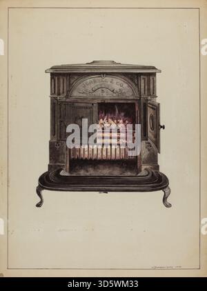 A 1938 Franklin stove by J Howard Iams, cast-iron heating stove with ...