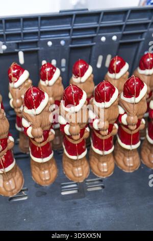 Chocolate christmas figures, sweet chocolate santa claus on white ...