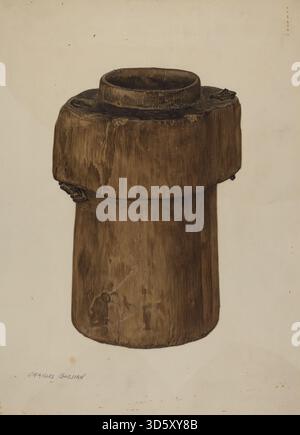 Pitch pail made by Charles Garjian around 1940, showing cylindrical ...