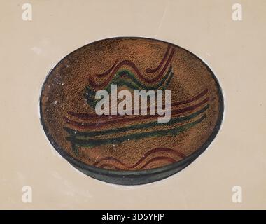 Pie plate designed by Mina Lowry in 1936, showing round metal form ...