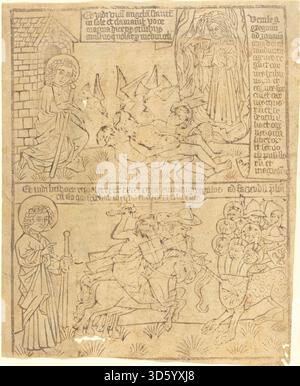 This page from the Apocalypse manuscript depicts an angel appearing to ...