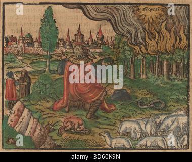 This icon depicts Moses and the Burning Bush, a biblical scene from the ...