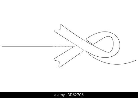 Awareness ribbon continuous line drawing white background outline ...