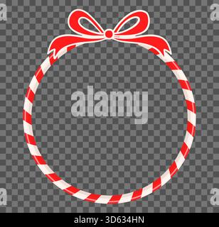 Christmas candy cane oval frame with red and white striped. Xmas border ...