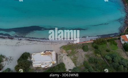 Aerial coastal view of Sotto Torre beach with turquoise water in ...
