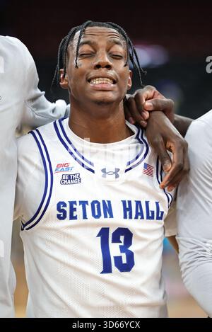 Seton Hall guard Trey Parker (13) after the game. (Photo by Jess Stiles ...